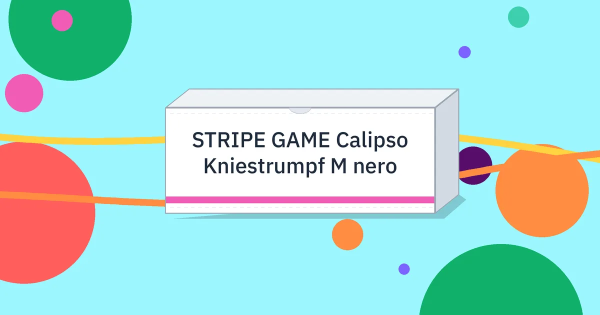 Symbolbild: Packung mit der Aufschrift STRIPE GAME Calipso Kniestrumpf M nero (PZN 20719584) – Verfügbarkeit und Bezug in Apotheken in Frankfurt am Main