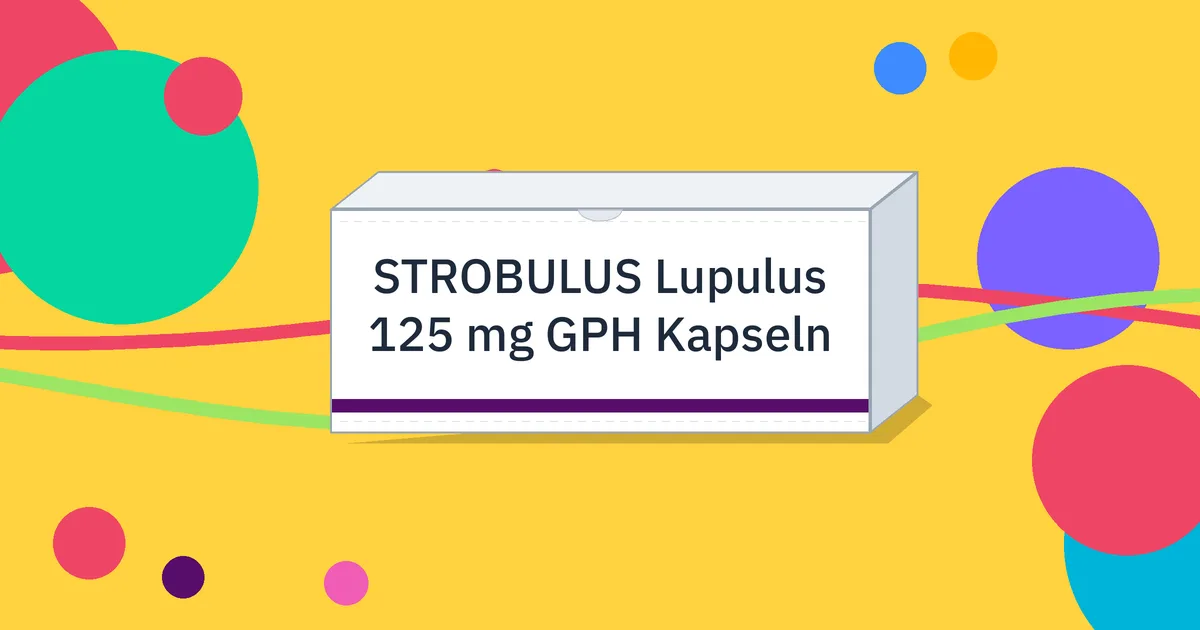 Symbolbild: Packung mit der Aufschrift STROBULUS Lupulus 125 mg GPH Kapseln (PZN 09645626) – Verfügbarkeit und Bezug in Apotheken in Frankfurt am Main