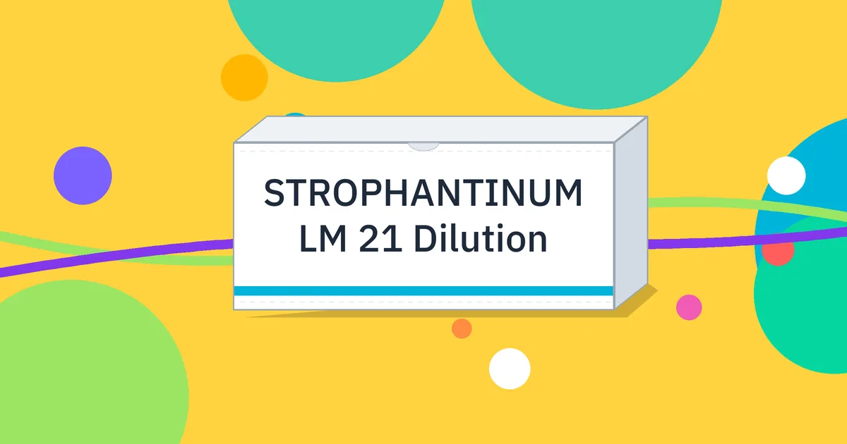 Symbolbild: Packung mit der Aufschrift STROPHANTINUM LM 21 Dilution (PZN 13684750) – Verfügbarkeit und Bezug in Apotheken in Frankfurt am Main