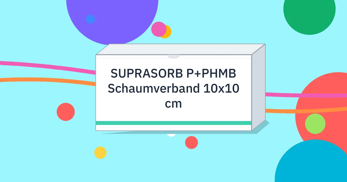 Symbolbild: Packung mit der Aufschrift SUPRASORB P+PHMB Schaumverband 10x10 cm (PZN 17944426) – Verfügbarkeit und Bezug in Apotheken in Frankfurt am Main