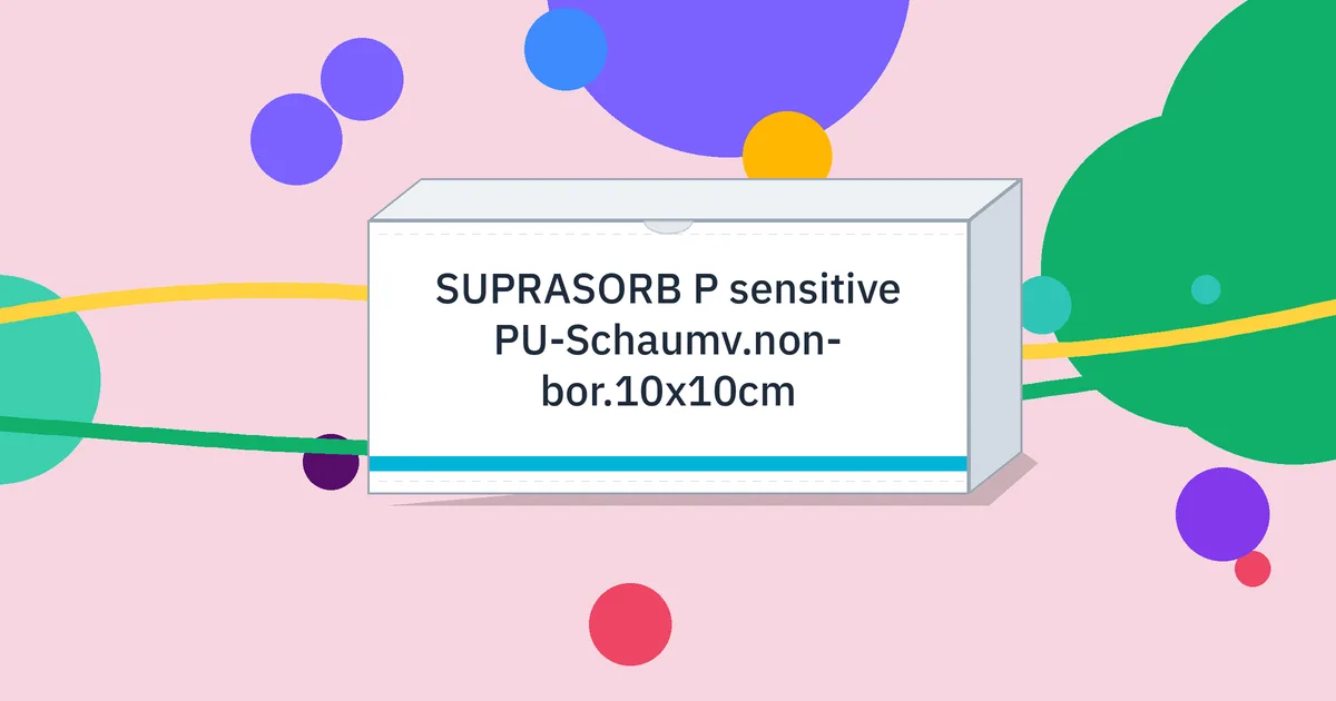 Symbolbild: Packung mit der Aufschrift SUPRASORB P sensitive PU-Schaumv.non-bor.10x10cm (PZN 15786041) – Verfügbarkeit und Bezug in Apotheken in Frankfurt am Main
