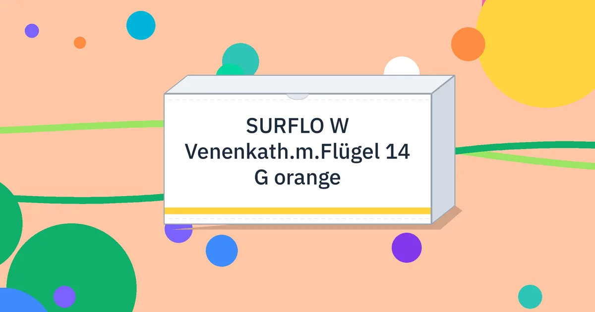 Symbolbild: Packung mit der Aufschrift SURFLO W Venenkath.m.Flügel 14 G orange (PZN 01172097) – Verfügbarkeit und Bezug in Apotheken in Frankfurt am Main