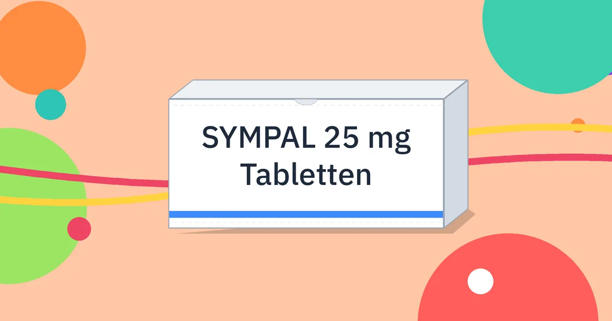 Symbolbild: Packung mit der Aufschrift SYMPAL 25 mg Tabletten (PZN 06971549) – Verfügbarkeit und Bezug in Apotheken in Frankfurt am Main