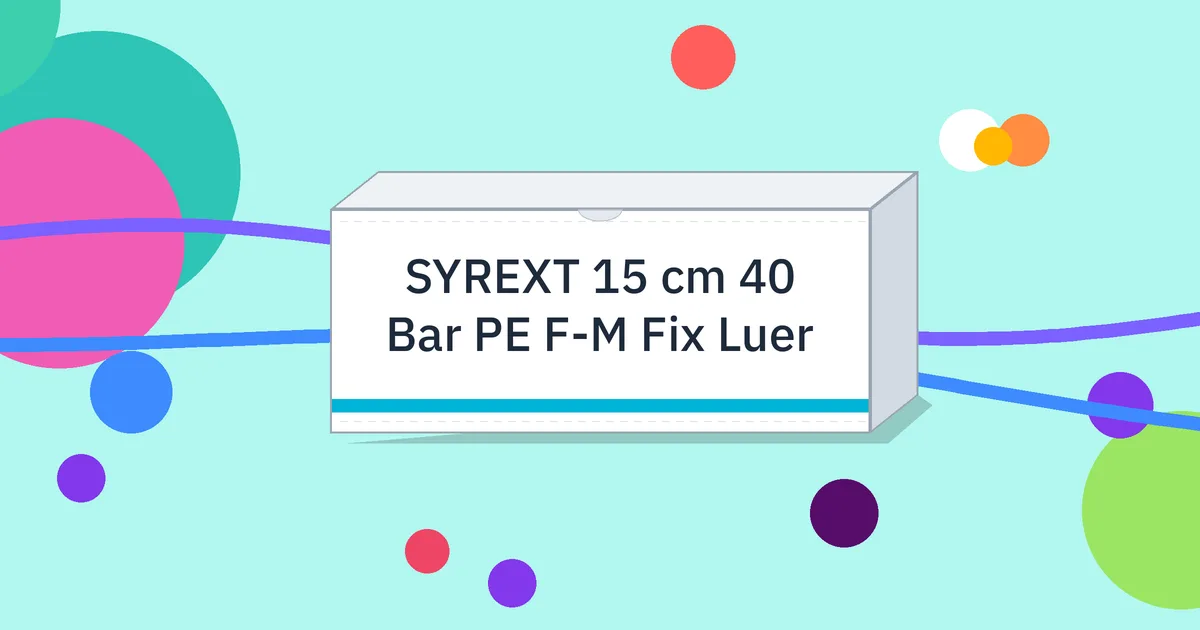 Symbolbild: Packung mit der Aufschrift SYREXT 15 cm 40 Bar PE F-M Fix Luer (PZN 17897715) – Verfügbarkeit und Bezug in Apotheken in Frankfurt am Main