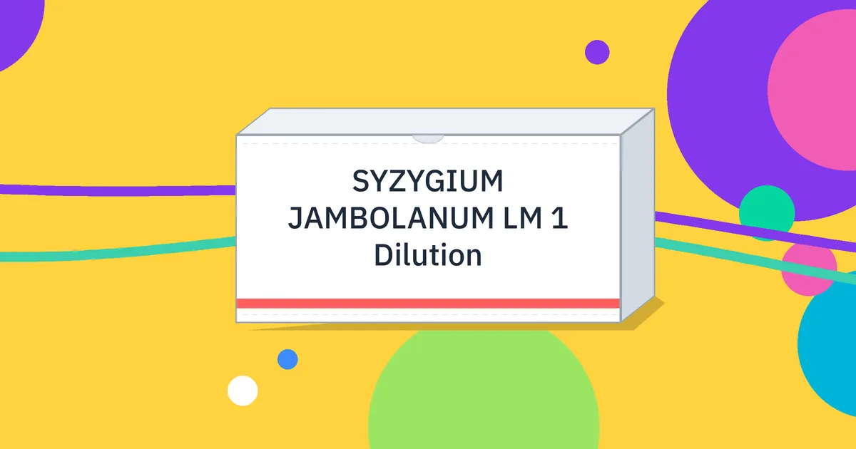 Symbolbild: Packung mit der Aufschrift SYZYGIUM JAMBOLANUM LM 1 Dilution (PZN 13212011) – Verfügbarkeit und Bezug in Apotheken in Frankfurt am Main