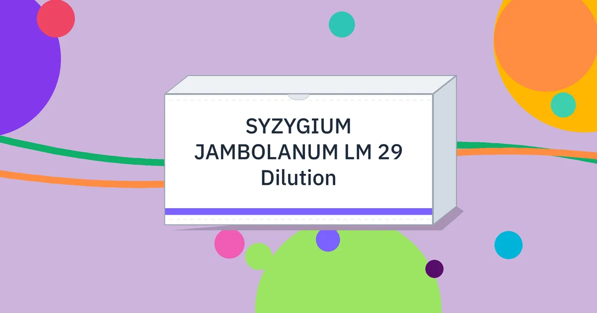 Symbolbild: Packung mit der Aufschrift SYZYGIUM JAMBOLANUM LM 29 Dilution (PZN 13212347) – Verfügbarkeit und Bezug in Apotheken in Frankfurt am Main