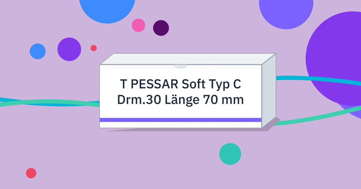 Symbolbild: Packung mit der Aufschrift T PESSAR Soft Typ C Drm.30 Länge 70 mm (PZN 11108338) – Verfügbarkeit und Bezug in Apotheken in Frankfurt am Main