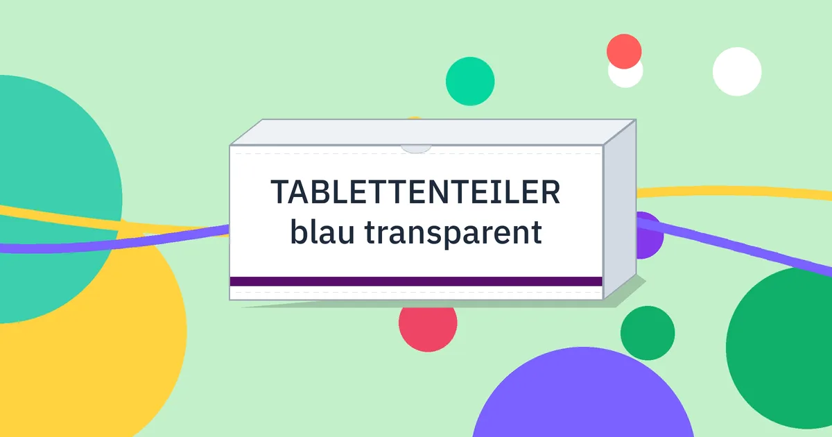 Symbolbild: Packung mit der Aufschrift TABLETTENTEILER blau transparent (PZN 10518459) – Verfügbarkeit und Bezug in Apotheken in Frankfurt am Main