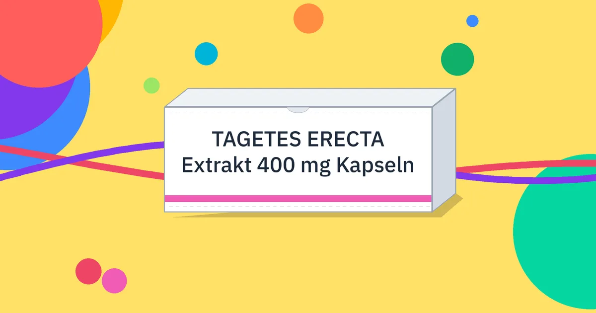 Symbolbild: Packung mit der Aufschrift TAGETES ERECTA Extrakt 400 mg Kapseln (PZN 15433070) – Verfügbarkeit und Bezug in Apotheken in Frankfurt am Main