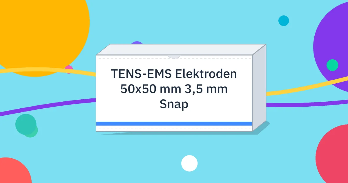 Symbolbild: Packung mit der Aufschrift TENS-EMS Elektroden 50x50 mm 3,5 mm Snap (PZN 16943436) – Verfügbarkeit und Bezug in Apotheken in Frankfurt am Main