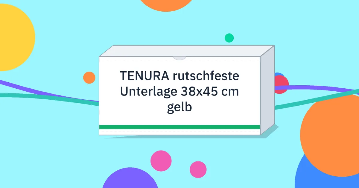 Symbolbild: Packung mit der Aufschrift TENURA rutschfeste Unterlage 38x45 cm gelb (PZN 09669489) – Verfügbarkeit und Bezug in Apotheken in Frankfurt am Main