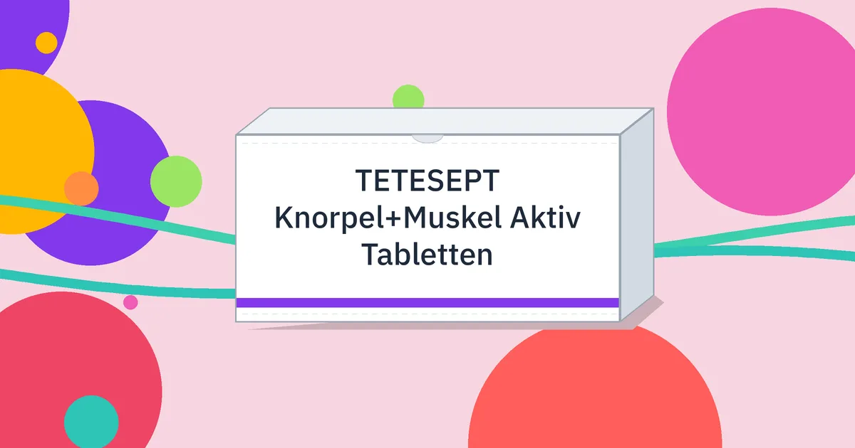 Symbolbild: Packung mit der Aufschrift TETESEPT Knorpel+Muskel Aktiv Tabletten (PZN 18598251) – Verfügbarkeit und Bezug in Apotheken in Frankfurt am Main
