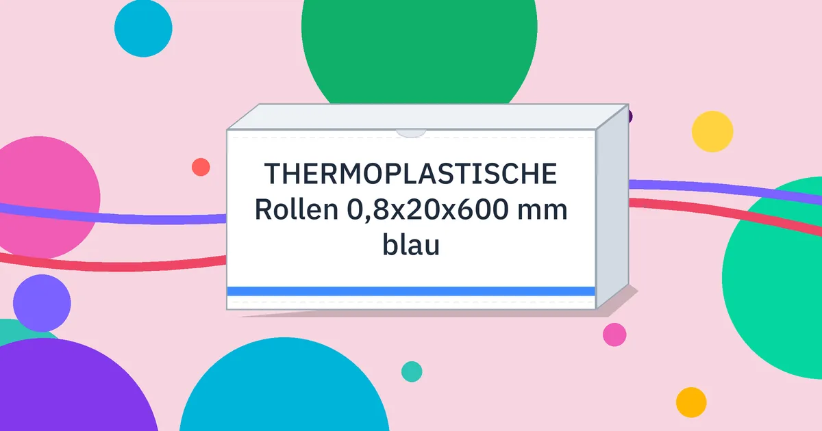 Symbolbild: Packung mit der Aufschrift THERMOPLASTISCHE Rollen 0,8x20x600 mm blau (PZN 11550258) – Verfügbarkeit und Bezug in Apotheken in Frankfurt am Main