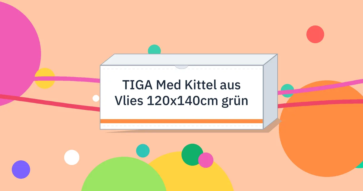 Symbolbild: Packung mit der Aufschrift TIGA Med Kittel aus Vlies 120x140cm grün (PZN 06839465) – Verfügbarkeit und Bezug in Apotheken in Frankfurt am Main