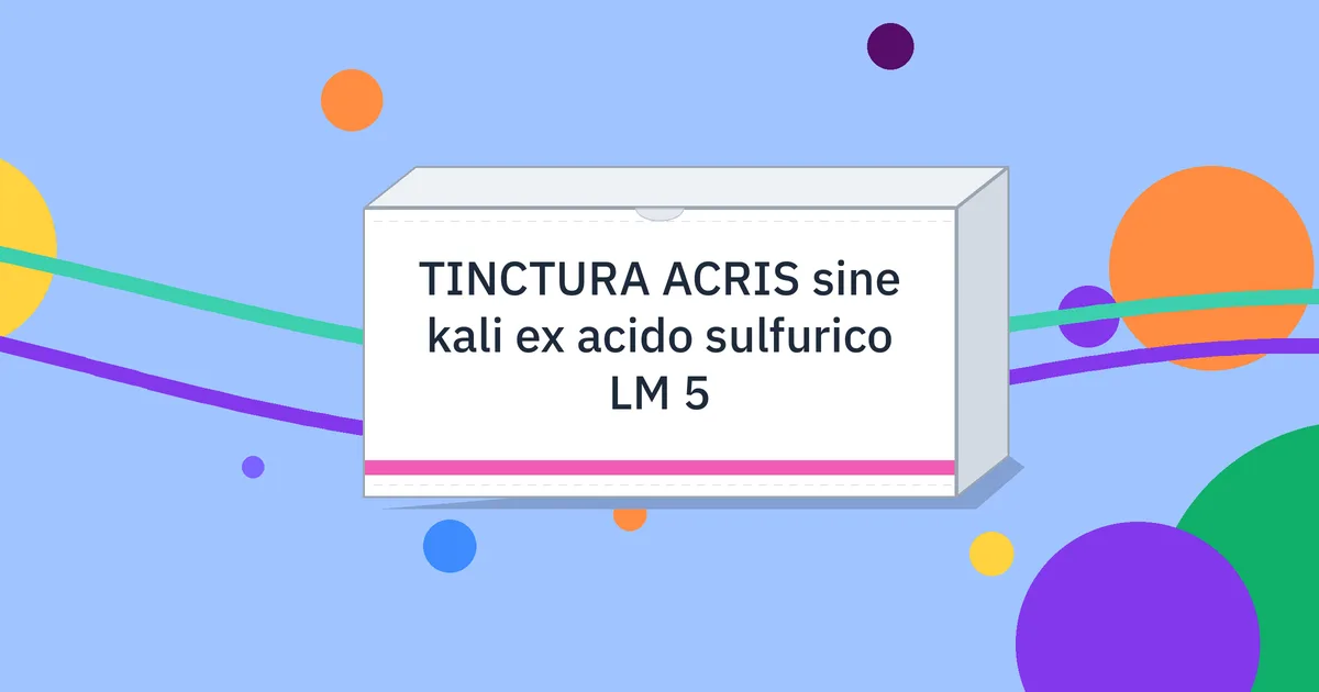 Symbolbild: Packung mit der Aufschrift TINCTURA ACRIS sine kali ex acido sulfurico LM 5 (PZN 13701052) – Verfügbarkeit und Bezug in Apotheken in Frankfurt am Main