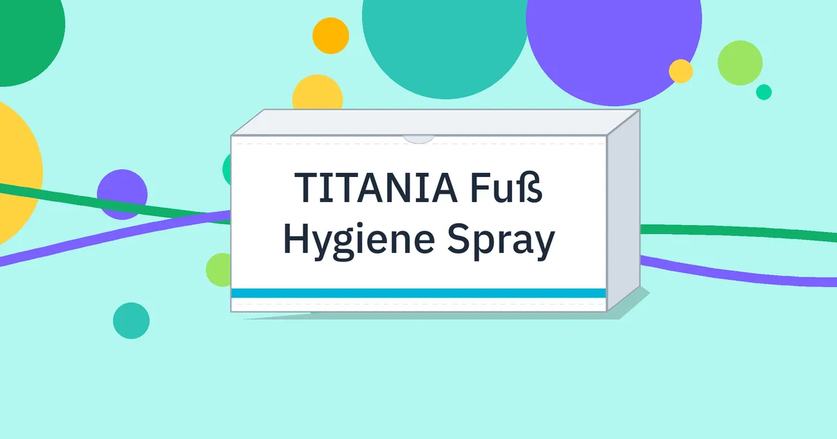 Symbolbild: Packung mit der Aufschrift TITANIA Fuß Hygiene Spray (PZN 18904908) – Verfügbarkeit und Bezug in Apotheken in Frankfurt am Main