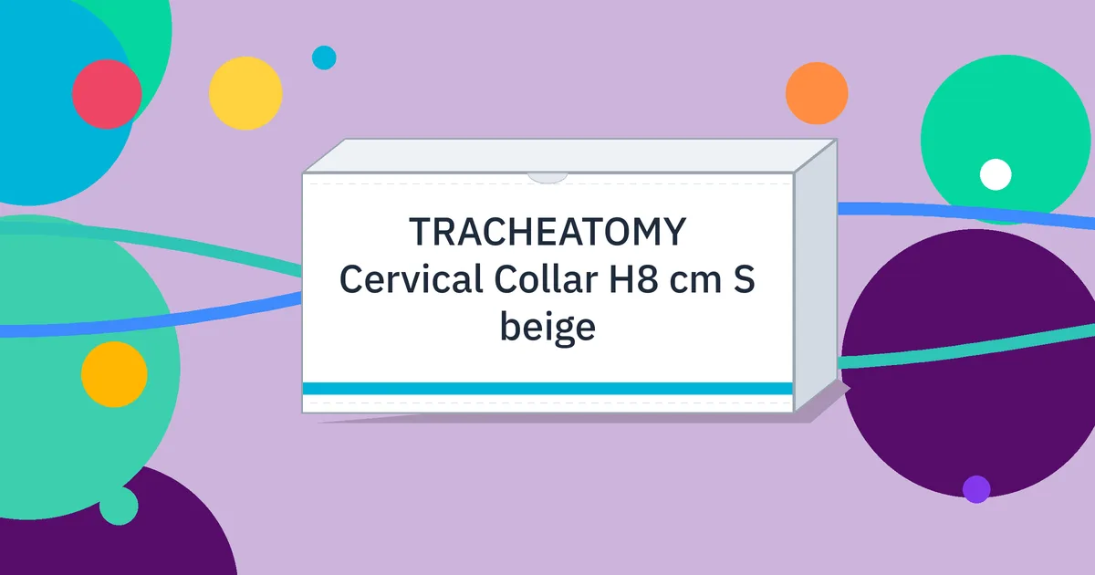 Symbolbild: Packung mit der Aufschrift TRACHEATOMY Cervical Collar H8 cm S beige (PZN 04991602) – Verfügbarkeit und Bezug in Apotheken in Frankfurt am Main