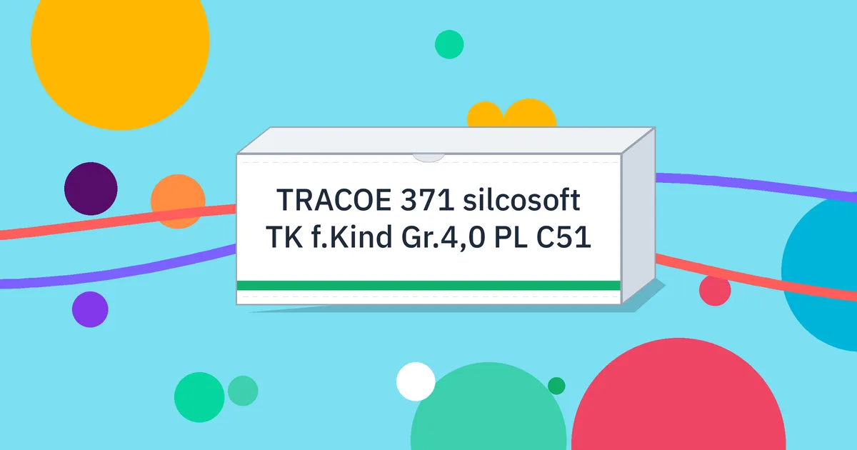 Symbolbild: Packung mit der Aufschrift TRACOE 371 silcosoft TK f.Kind Gr.4,0 PL C51 (PZN 14315434) – Verfügbarkeit und Bezug in Apotheken in Frankfurt am Main