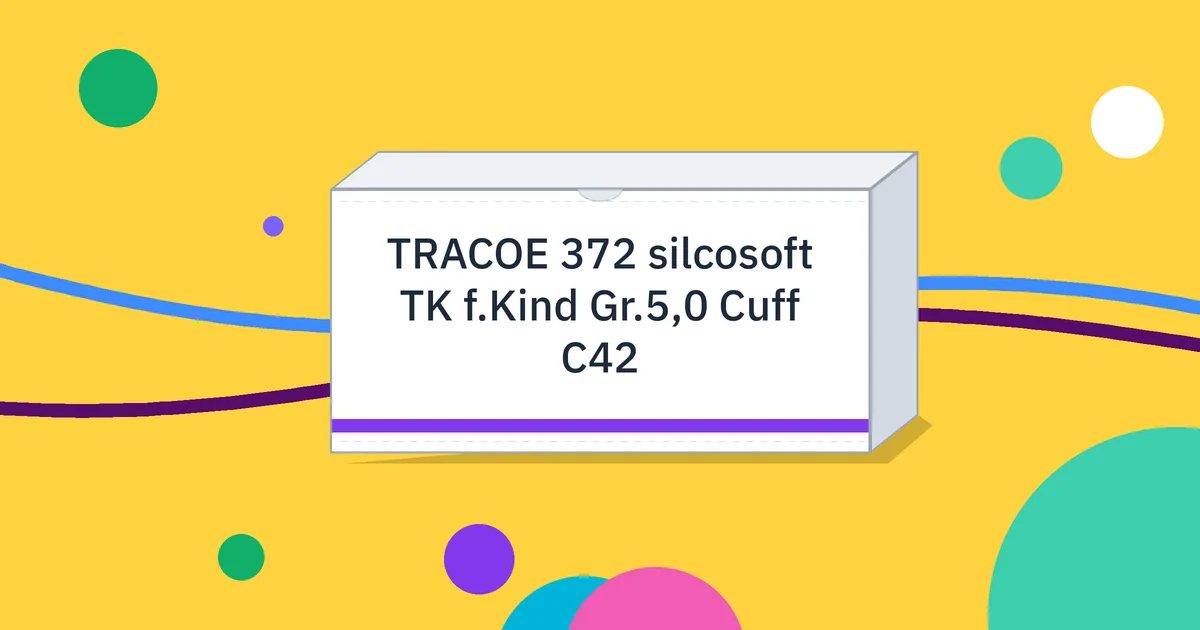 Symbolbild: Packung mit der Aufschrift TRACOE 372 silcosoft TK f.Kind Gr.5,0 Cuff C42 (PZN 14316511) – Verfügbarkeit und Bezug in Apotheken in Frankfurt am Main