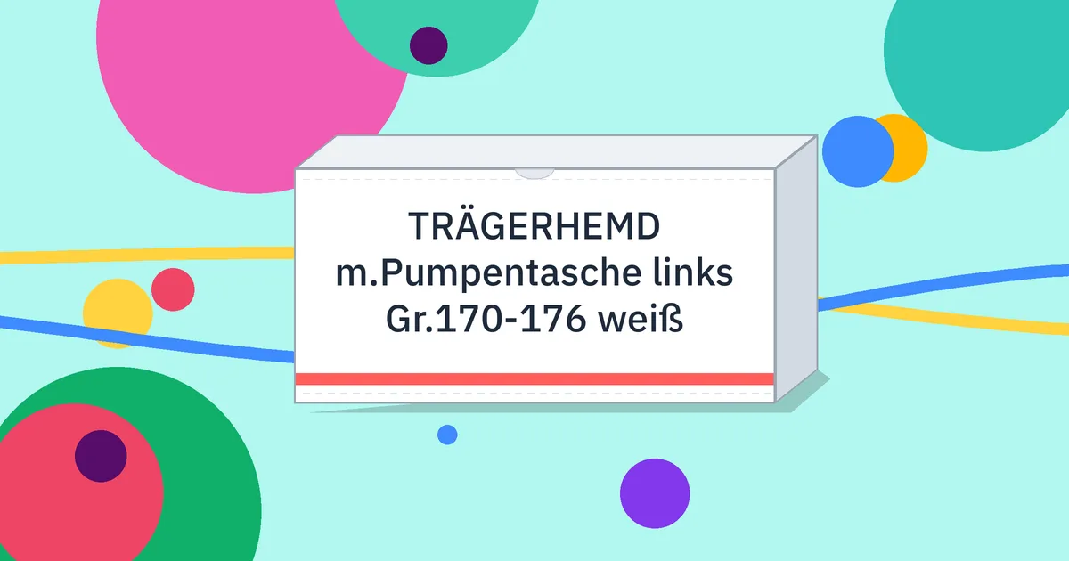 Symbolbild: Packung mit der Aufschrift TRÄGERHEMD m.Pumpentasche links Gr.170-176 weiß (PZN 17552637) – Verfügbarkeit und Bezug in Apotheken in Frankfurt am Main