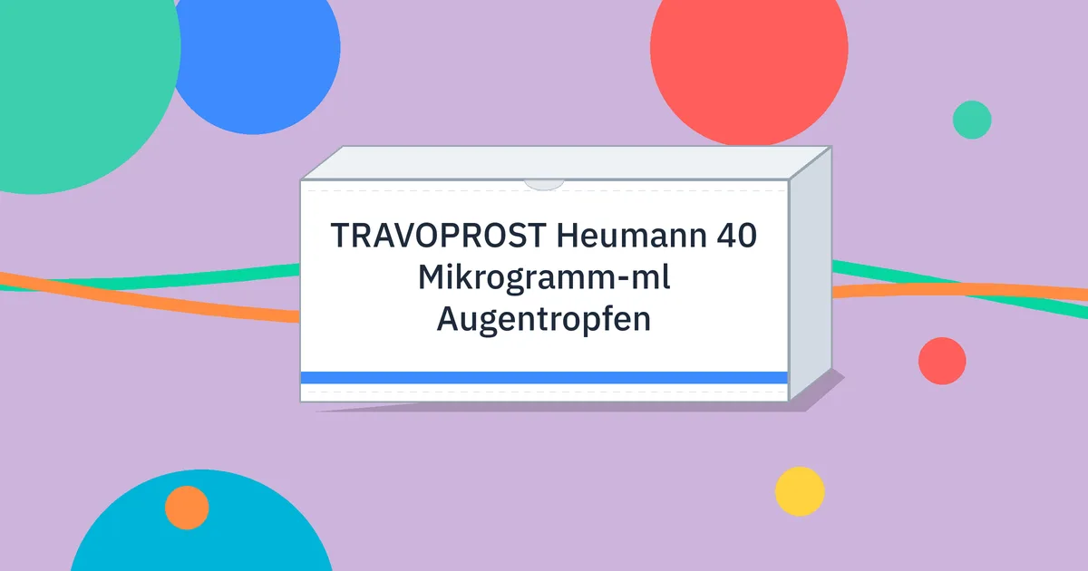 Symbolbild: Packung mit der Aufschrift TRAVOPROST Heumann 40 Mikrogramm-ml Augentropfen (PZN 14053253) – Verfügbarkeit und Bezug in Apotheken in Frankfurt am Main