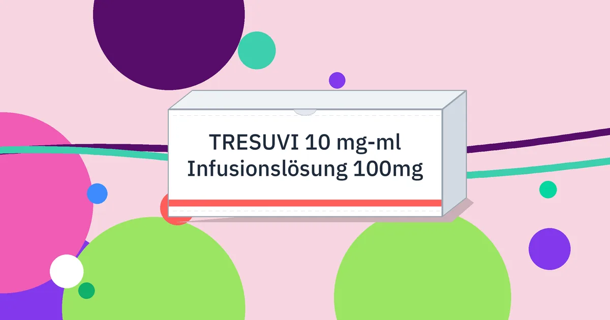 Symbolbild: Packung mit der Aufschrift TRESUVI 10 mg-ml Infusionslösung 100mg (PZN 17197165) – Verfügbarkeit und Bezug in Apotheken in Frankfurt am Main