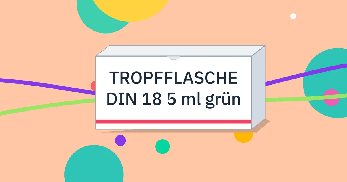Symbolbild: Packung mit der Aufschrift TROPFFLASCHE DIN 18 5 ml grün (PZN 18404169) – Verfügbarkeit und Bezug in Apotheken in Frankfurt am Main