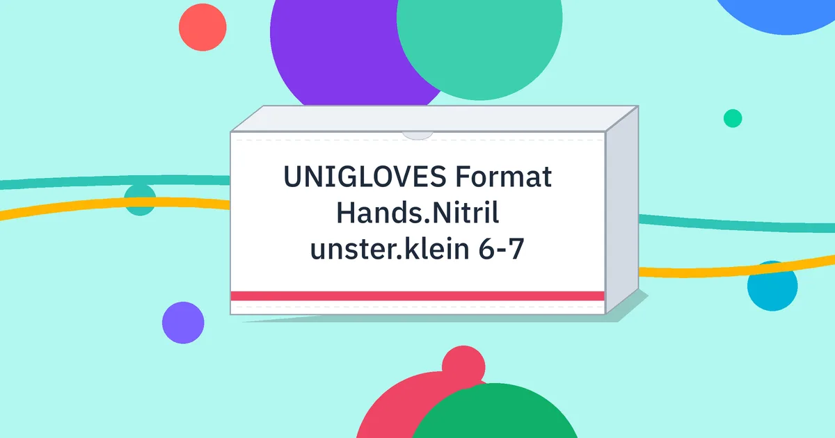 Symbolbild: Packung mit der Aufschrift UNIGLOVES Format Hands.Nitril unster.klein 6-7 (PZN 01971639) – Verfügbarkeit und Bezug in Apotheken in Frankfurt am Main