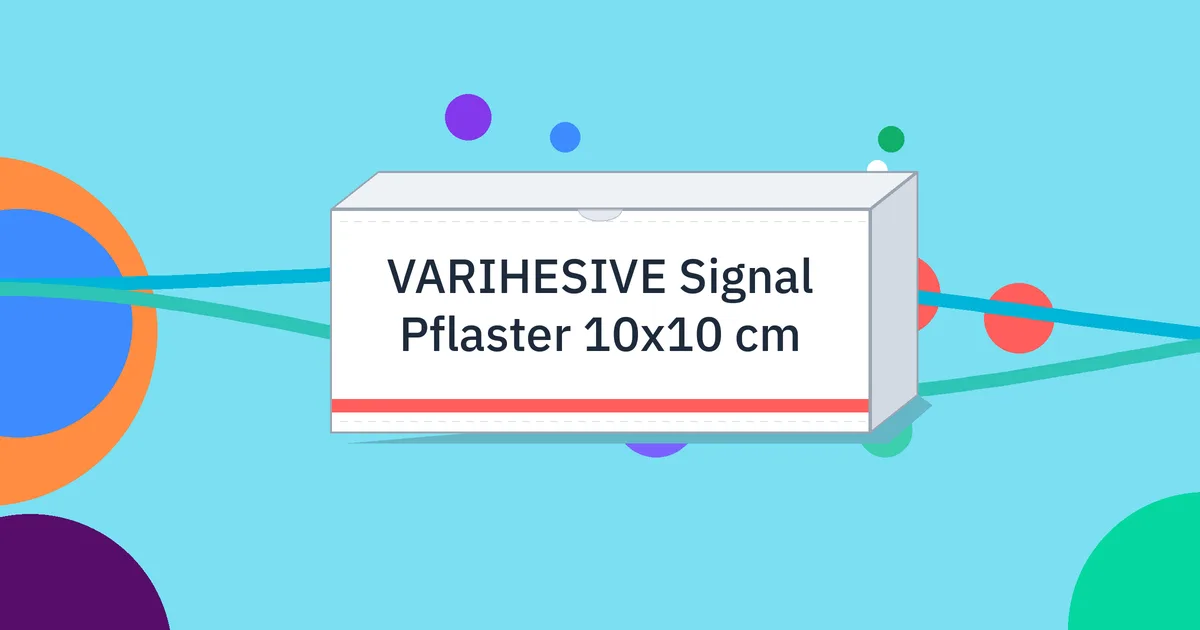 Symbolbild: Packung mit der Aufschrift VARIHESIVE Signal Pflaster 10x10 cm (PZN 06157257) – Verfügbarkeit und Bezug in Apotheken in Frankfurt am Main