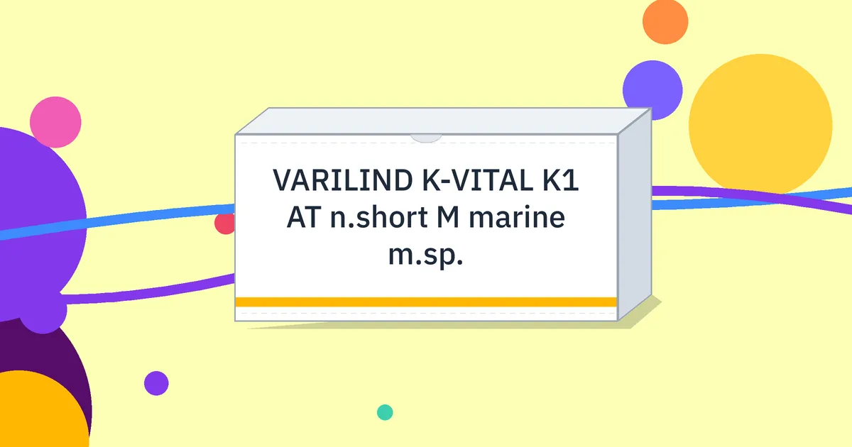 Symbolbild: Packung mit der Aufschrift VARILIND K-VITAL K1 AT n.short M marine m.sp. (PZN 20559927) – Verfügbarkeit und Bezug in Apotheken in Frankfurt am Main