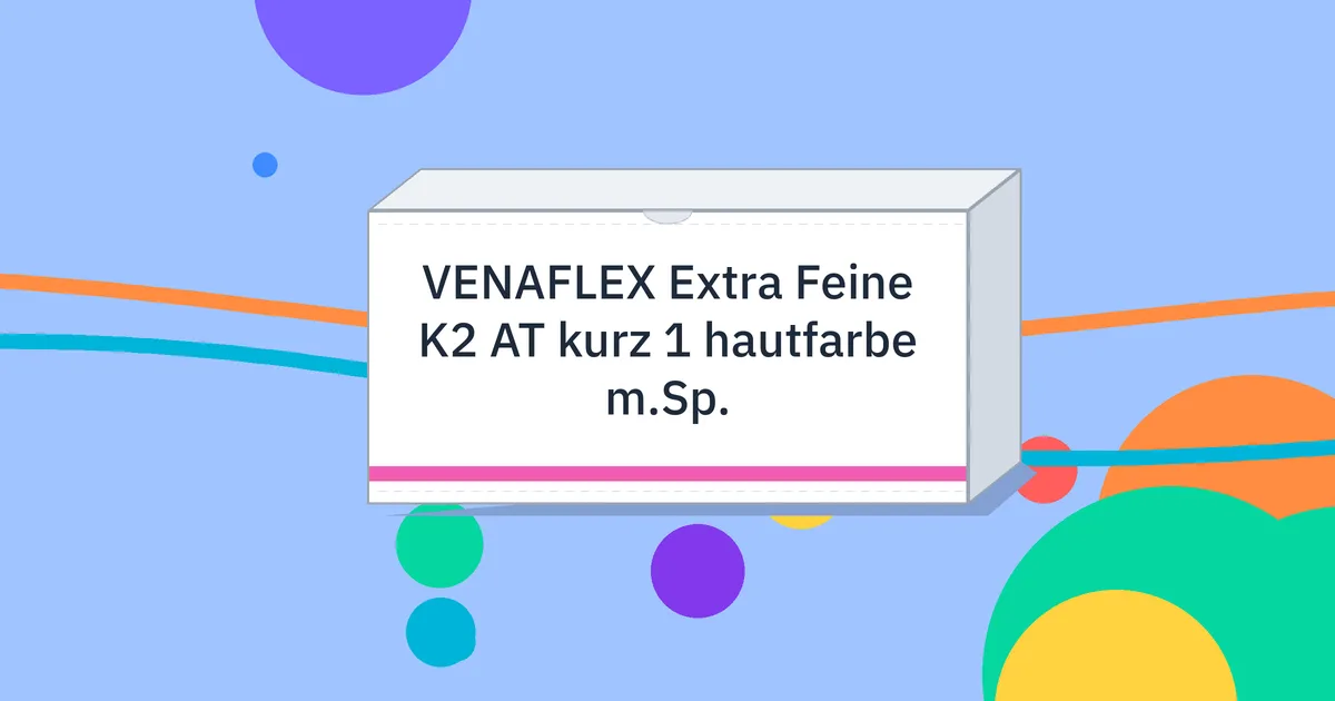 Symbolbild: Packung mit der Aufschrift VENAFLEX Extra Feine K2 AT kurz 1 hautfarbe m.Sp. (PZN 18308572) – Verfügbarkeit und Bezug in Apotheken in Frankfurt am Main