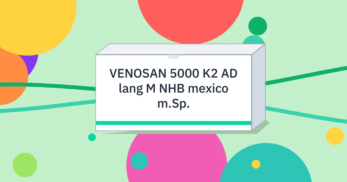 Symbolbild: Packung mit der Aufschrift VENOSAN 5000 K2 AD lang M NHB mexico m.Sp. (PZN 14430106) – Verfügbarkeit und Bezug in Apotheken in Frankfurt am Main