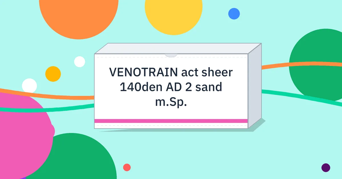 Symbolbild: Packung mit der Aufschrift VENOTRAIN act sheer 140den AD 2 sand m.Sp. (PZN 16209328) – Verfügbarkeit und Bezug in Apotheken in Frankfurt am Main