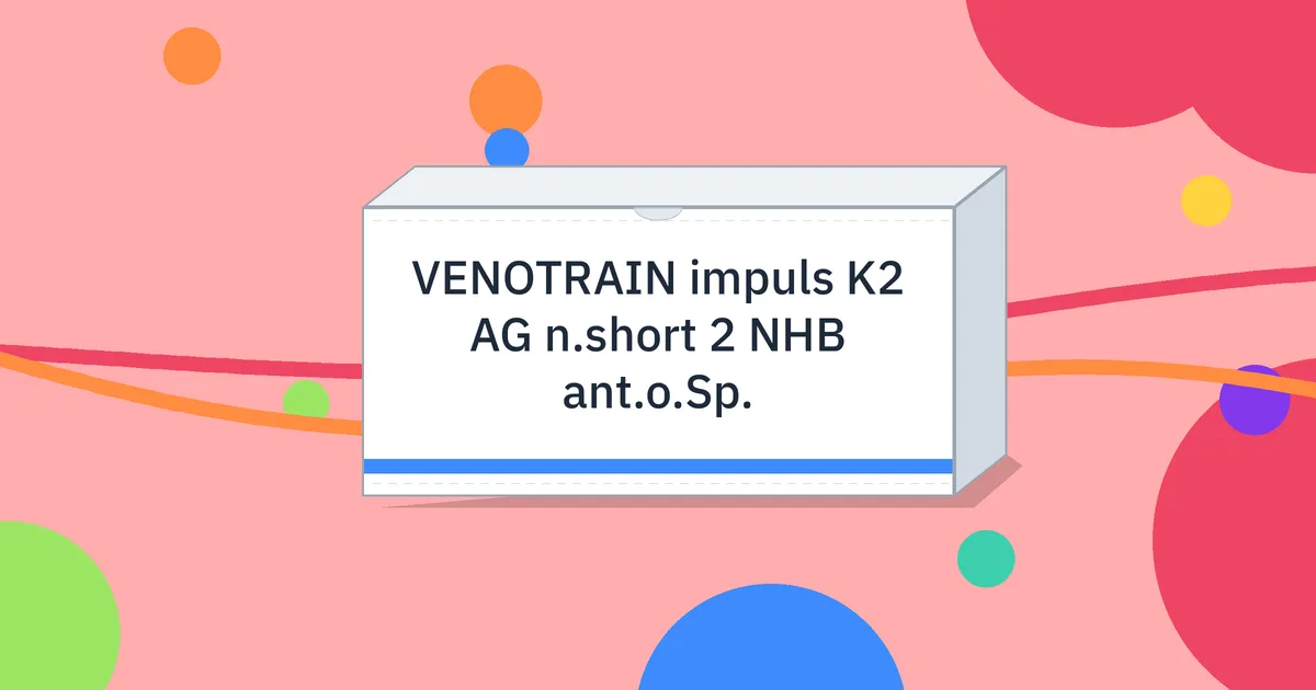 Symbolbild: Packung mit der Aufschrift VENOTRAIN impuls K2 AG n.short 2 NHB ant.o.Sp. (PZN 15214899) – Verfügbarkeit und Bezug in Apotheken in Frankfurt am Main