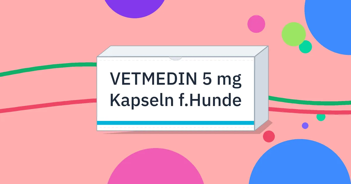 Symbolbild: Packung mit der Aufschrift VETMEDIN 5 mg Kapseln f.Hunde (PZN 00955153) – Verfügbarkeit und Bezug in Apotheken in Frankfurt am Main
