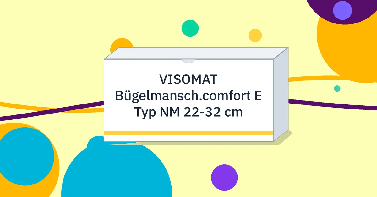 Symbolbild: Packung mit der Aufschrift VISOMAT Bügelmansch.comfort E Typ NM 22-32 cm (PZN 02155267) – Verfügbarkeit und Bezug in Apotheken in Frankfurt am Main