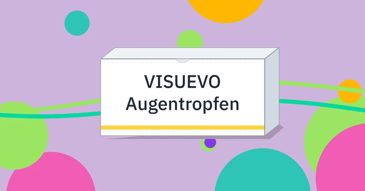 Symbolbild: Packung mit der Aufschrift VISUEVO Augentropfen (PZN 16205052) – Verfügbarkeit und Bezug in Apotheken in Frankfurt am Main