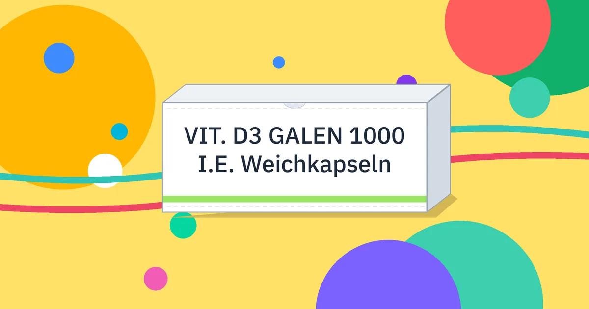 Symbolbild: Packung mit der Aufschrift VIT. D3 GALEN 1000 I.E. Weichkapseln (PZN 18036607) – Verfügbarkeit und Bezug in Apotheken in Frankfurt am Main