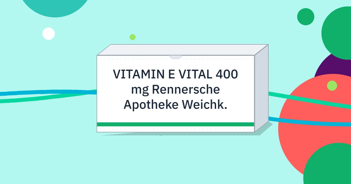 Symbolbild: Packung mit der Aufschrift VITAMIN E VITAL 400 mg Rennersche Apotheke Weichk. (PZN 12519440) – Verfügbarkeit und Bezug in Apotheken in Frankfurt am Main