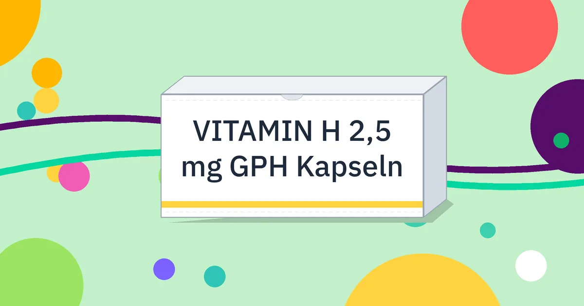 Symbolbild: Packung mit der Aufschrift VITAMIN H 2,5 mg GPH Kapseln (PZN 09786918) – Verfügbarkeit und Bezug in Apotheken in Frankfurt am Main