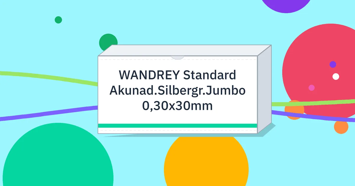Symbolbild: Packung mit der Aufschrift WANDREY Standard Akunad.Silbergr.Jumbo 0,30x30mm (PZN 01385249) – Verfügbarkeit und Bezug in Apotheken in Frankfurt am Main