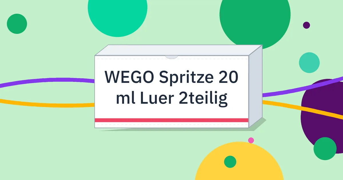 Symbolbild: Packung mit der Aufschrift WEGO Spritze 20 ml Luer 2teilig (PZN 18859272) – Verfügbarkeit und Bezug in Apotheken in Frankfurt am Main