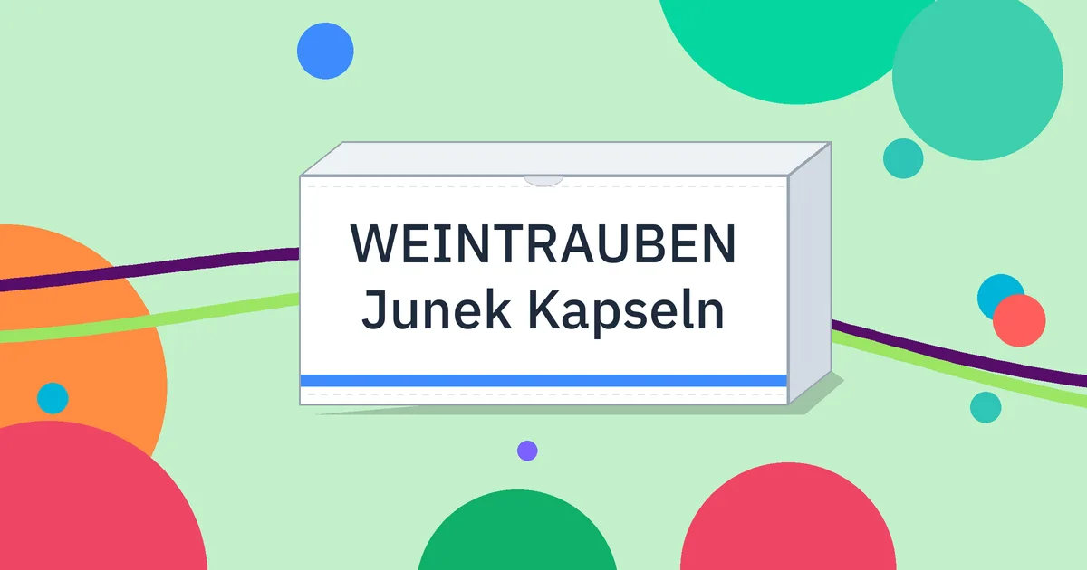 Symbolbild: Packung mit der Aufschrift WEINTRAUBEN Junek Kapseln (PZN 07077342) – Verfügbarkeit und Bezug in Apotheken in Frankfurt am Main