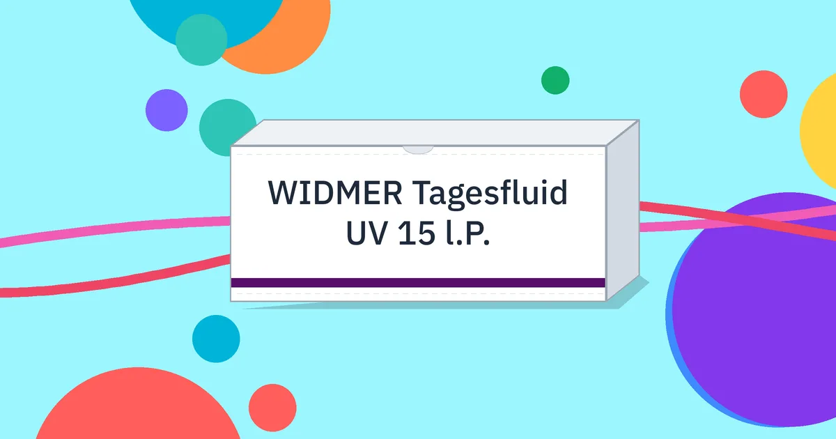Symbolbild: Packung mit der Aufschrift WIDMER Tagesfluid UV 15 l.P. (PZN 18442247) – Verfügbarkeit und Bezug in Apotheken in Frankfurt am Main