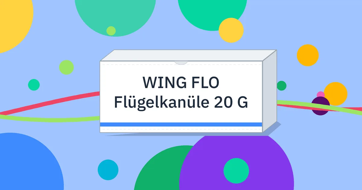 Symbolbild: Packung mit der Aufschrift WING FLO Flügelkanüle 20 G (PZN 09379739) – Verfügbarkeit und Bezug in Apotheken in Frankfurt am Main