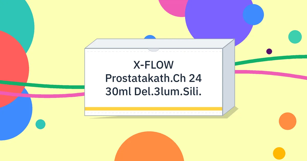 Symbolbild: Packung mit der Aufschrift X-FLOW Prostatakath.Ch 24 30ml Del.3lum.Sili. (PZN 17508406) – Verfügbarkeit und Bezug in Apotheken in Frankfurt am Main