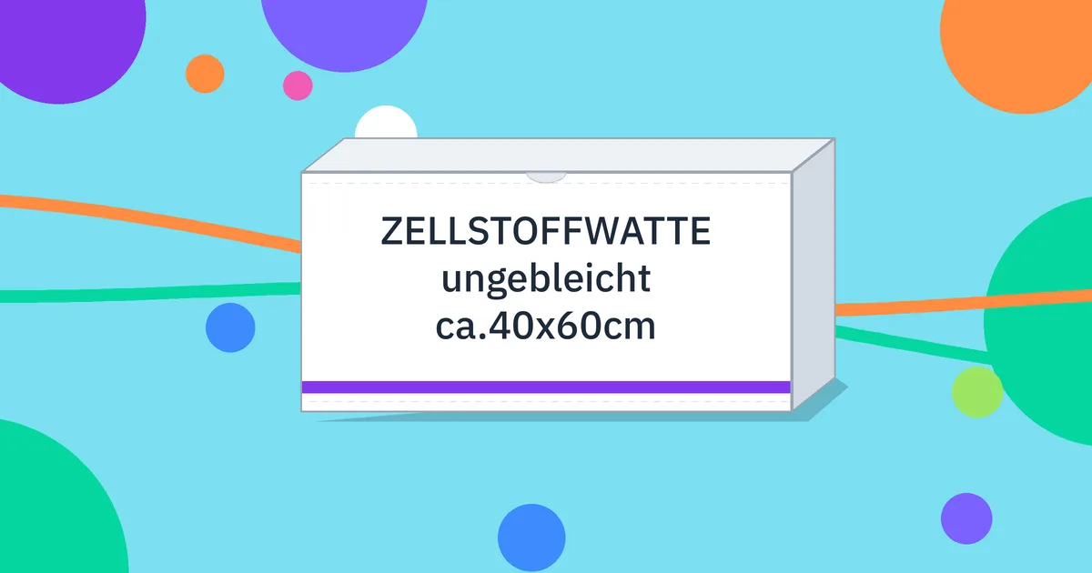 Symbolbild: Packung mit der Aufschrift ZELLSTOFFWATTE ungebleicht ca.40x60cm (PZN 04239502) – Verfügbarkeit und Bezug in Apotheken in Frankfurt am Main