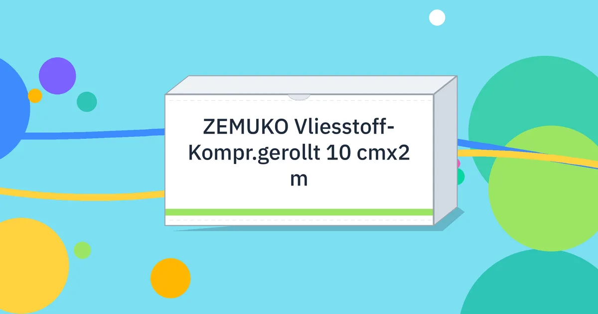 Symbolbild: Packung mit der Aufschrift ZEMUKO Vliesstoff-Kompr.gerollt 10 cmx2 m (PZN 01226396) – Verfügbarkeit und Bezug in Apotheken in Frankfurt am Main