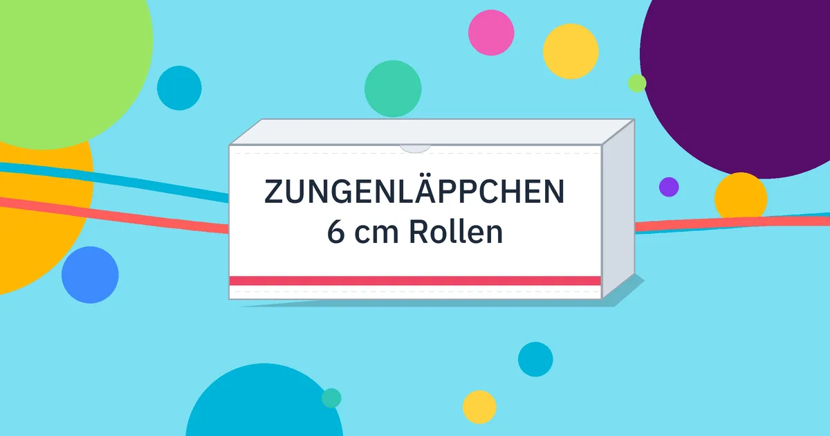 Symbolbild: Packung mit der Aufschrift ZUNGENLÄPPCHEN 6 cm Rollen (PZN 06470190) – Verfügbarkeit und Bezug in Apotheken in Frankfurt am Main