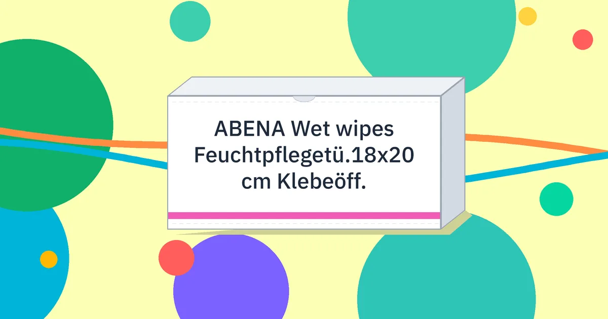 Symbolbild: Packung mit der Aufschrift ABENA Wet wipes Feuchtpflegetü.18x20 cm Klebeöff. (PZN 18354365) – Verfügbarkeit und Bezug in Apotheken in Frankfurt am Main